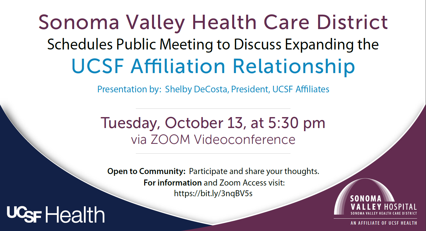 Board Explores Expanding UCSF Relationship | Sonoma Valley Hospital